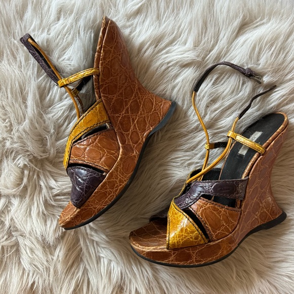 Prada | Shoes | Early 200s Vintage Prada Snakeskin Platform Sandals Size 8 | Poshmark